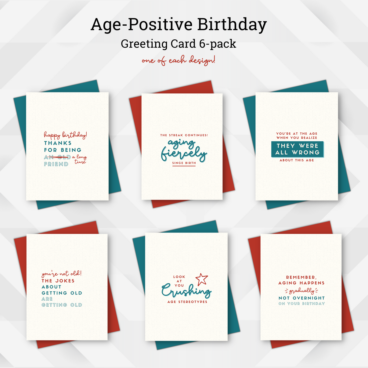 Age-Positive Birthday - Greeting Card 6-pack – Age-Friendly Vibes